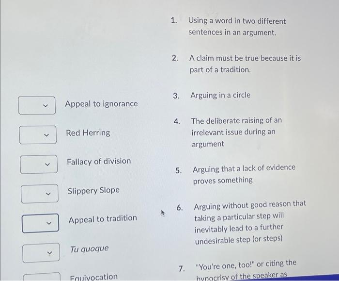 > Fallacy or division 5. Arguing that a lack of | Chegg.com