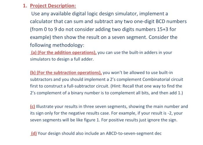 Solved Project Digital Design,Use any available digital | Chegg.com