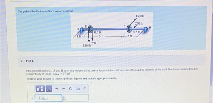 Solved The pulleys fixed to the shat se loaded as shi Part A | Chegg.com