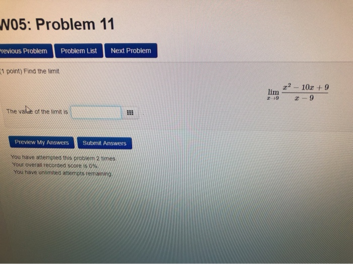 Solved W05 Problem 11 Revious Problem Problem List Next 