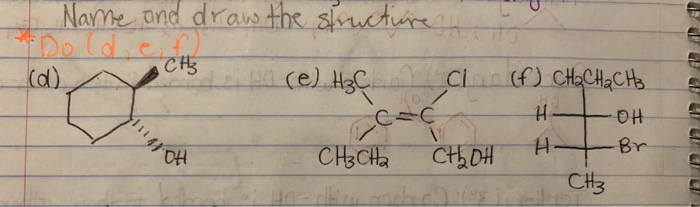 Solved SCH (e) H3C C cc=c CH₃CH2 Chhot (f) CH₂ CH₂ CH3 H OH | Chegg.com