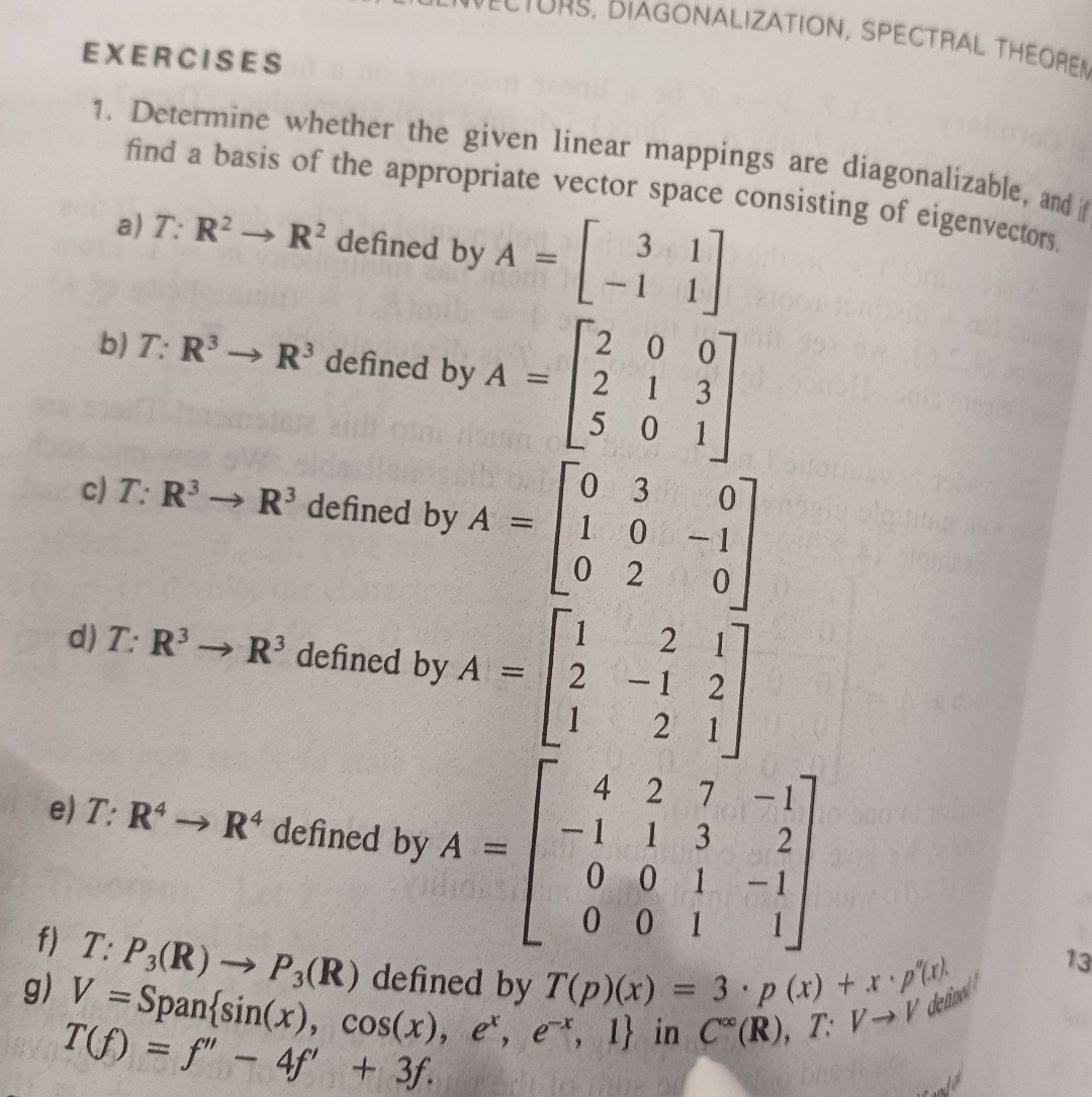 Solved EXERCISESDetermine whether the given linear mappings | Chegg.com
