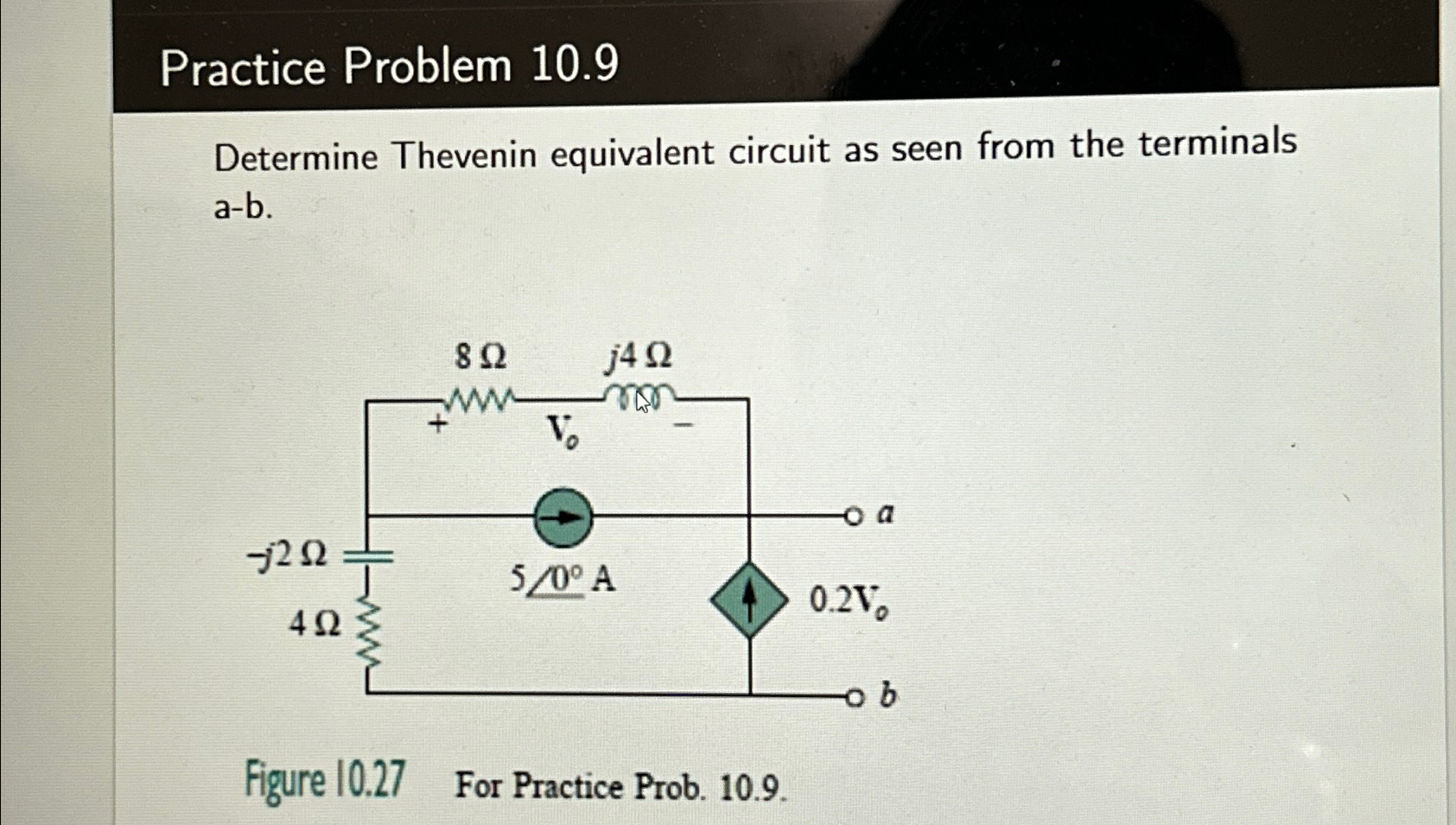 Practice Problem 10.9Determine Thevenin equivalent | Chegg.com
