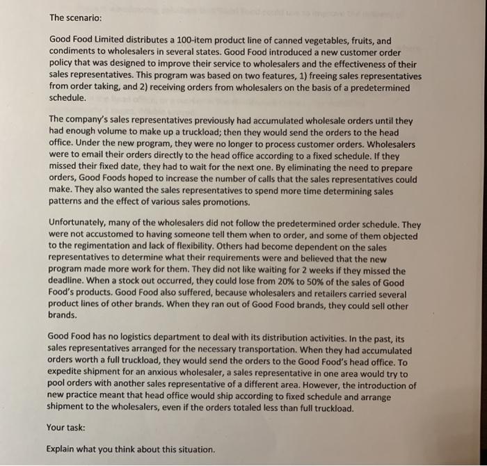 Solved The scenario: Good Food Limited distributes a | Chegg.com