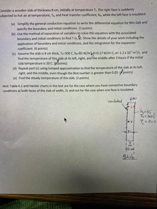 Solved Consider a wooden slab of thickness 8 cm, initially | Chegg.com