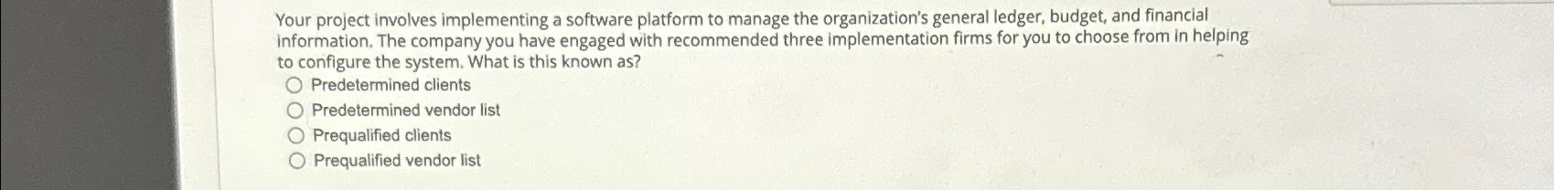 Solved Your project involves implementing a software | Chegg.com