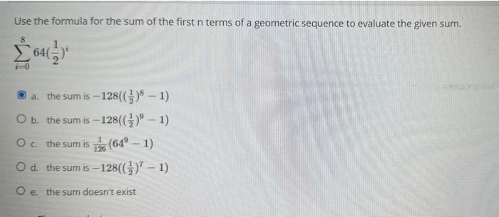 Solved Use the formula for the sum of the first n terms of a | Chegg.com