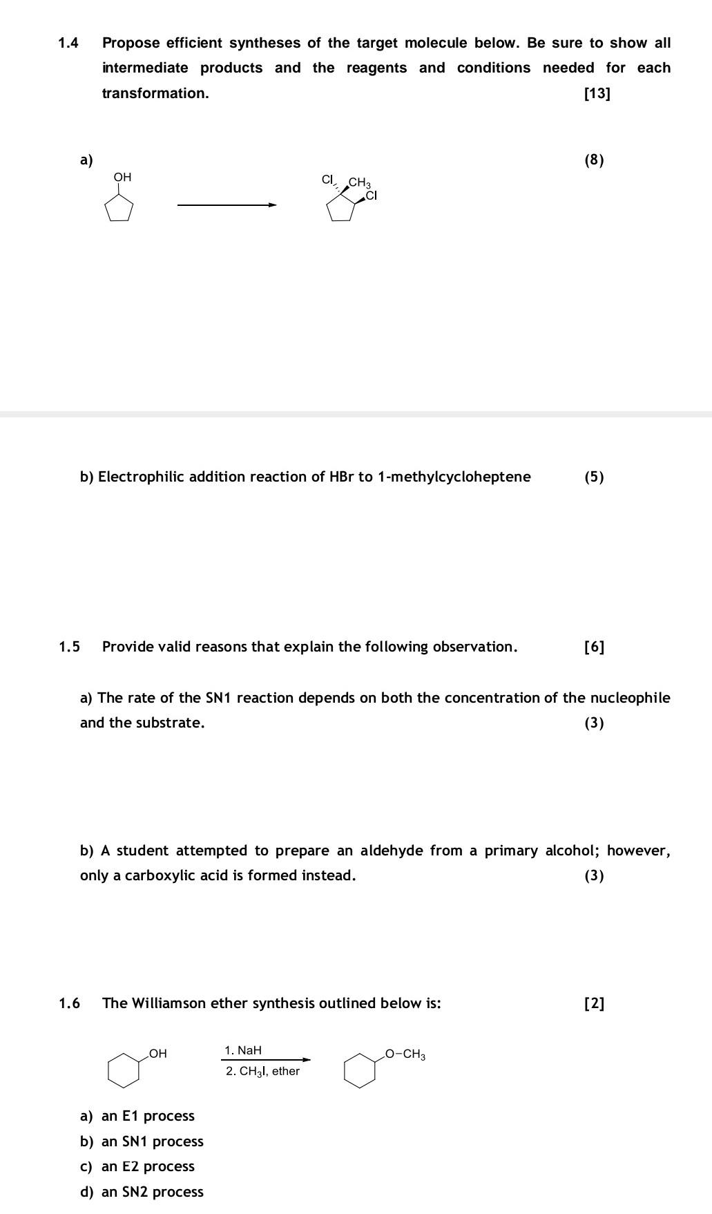 Solved 1.4 Propose efficient syntheses of the target | Chegg.com