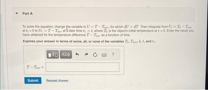 Solved For an object that cools by convection, the | Chegg.com