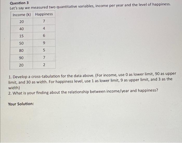 Solved Question 3 Let's say we measured two quantitative | Chegg.com