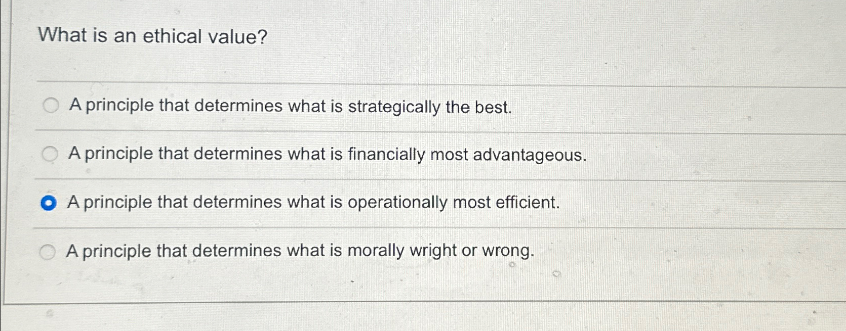 Solved What is an ethical value?A principle that determines | Chegg.com