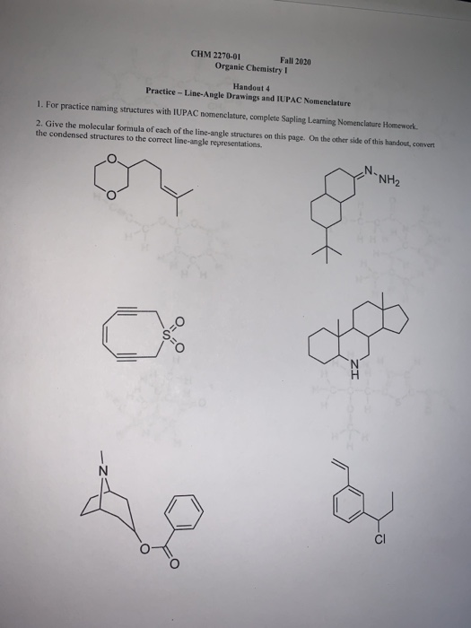 Solved CHM 2270-01 Fall 2020 Organic Chemistry Handout 4 | Chegg.com