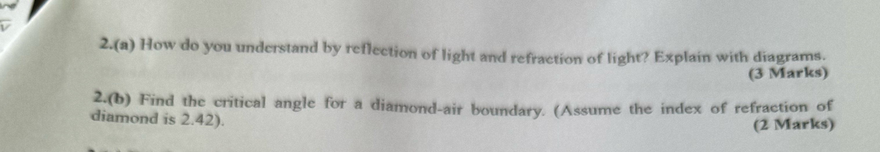 Solved 2.(a) ﻿How do you understand by reflection of light | Chegg.com