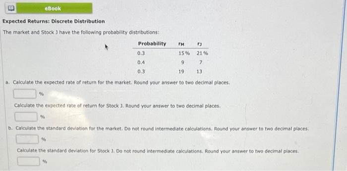 Solved Expected Returns: Discrete Distribution The market | Chegg.com