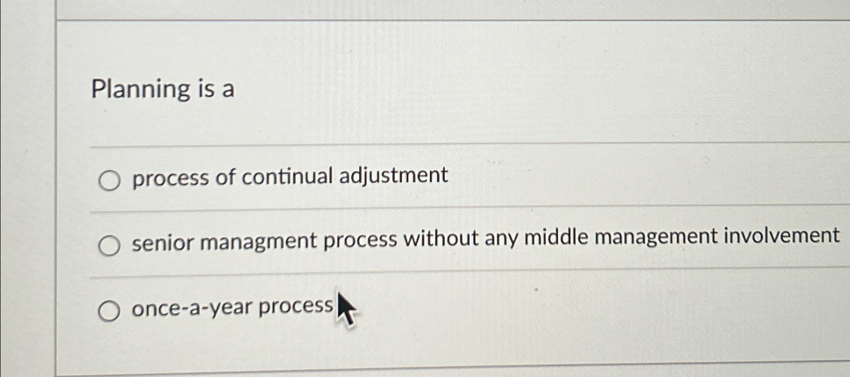 Solved Planning is aprocess of continual adjustmentsenior | Chegg.com