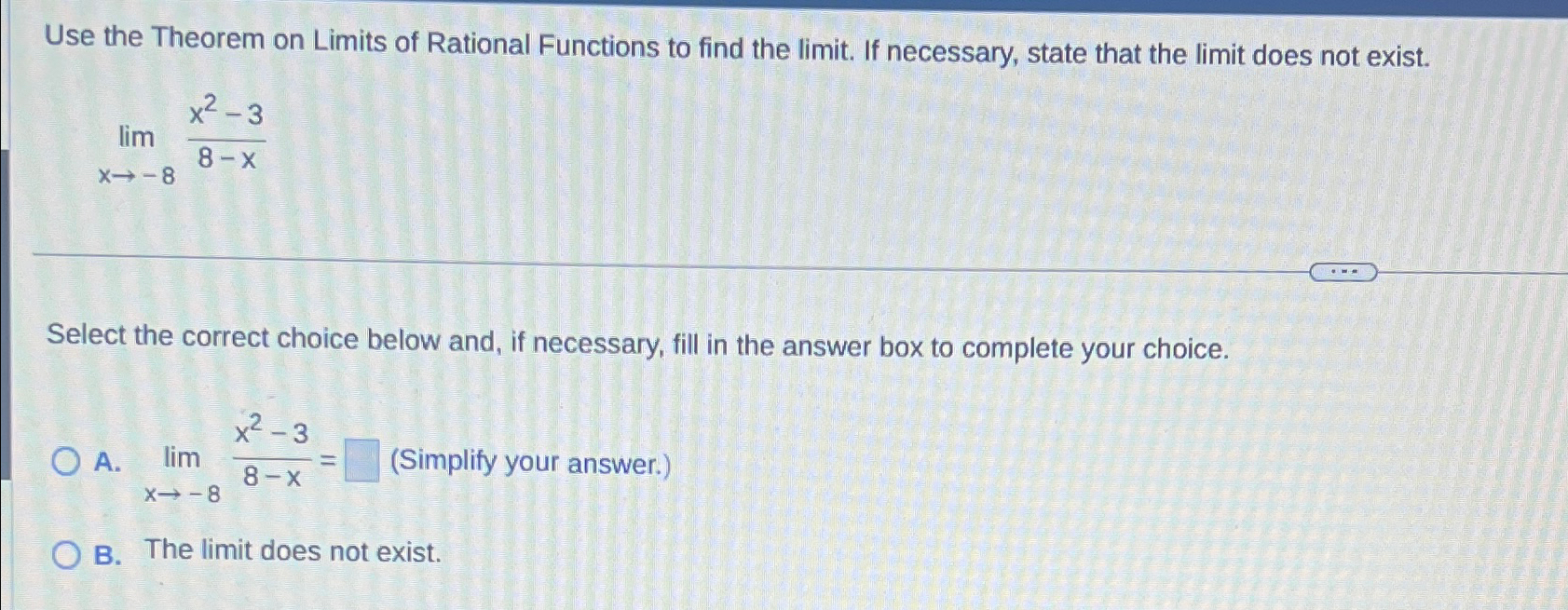 Solved Use the Theorem on Limits of Rational Functions to | Chegg.com