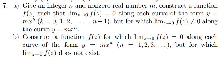Solved a) ﻿Give an integer n ﻿and nonzero real number m, | Chegg.com