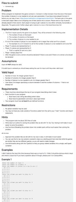 Solved Fies to submit - अsмwenन Problem Implementation | Chegg.com
