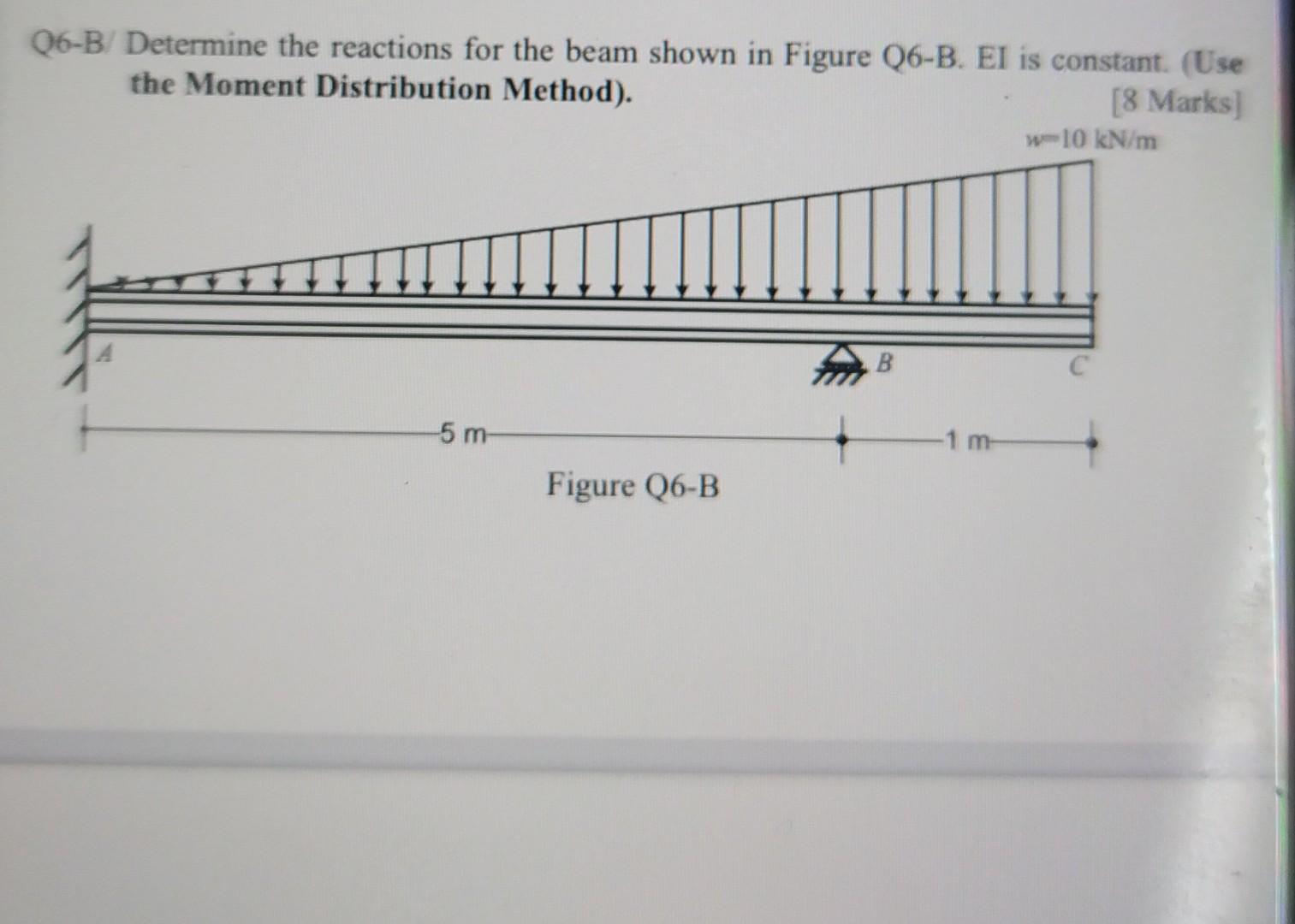 Solved Q6-B/ Determine the reactions for the beam shown in | Chegg.com Solved Q6-B/ Determine the reactions for the beam shown in | Chegg.com