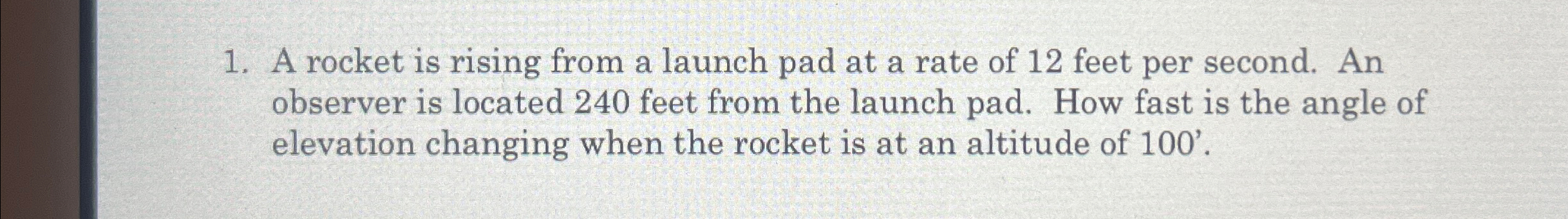 Solved A rocket is rising from a launch pad at a rate of 12 | Chegg.com