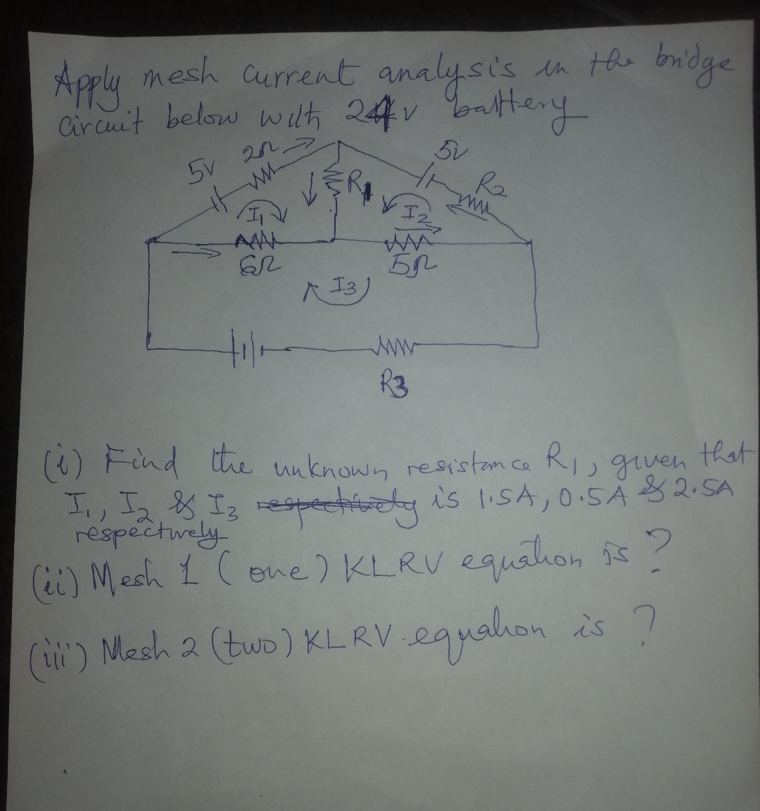 Solved Apply mesh current analysis in the bridge arc(i) | Chegg.com
