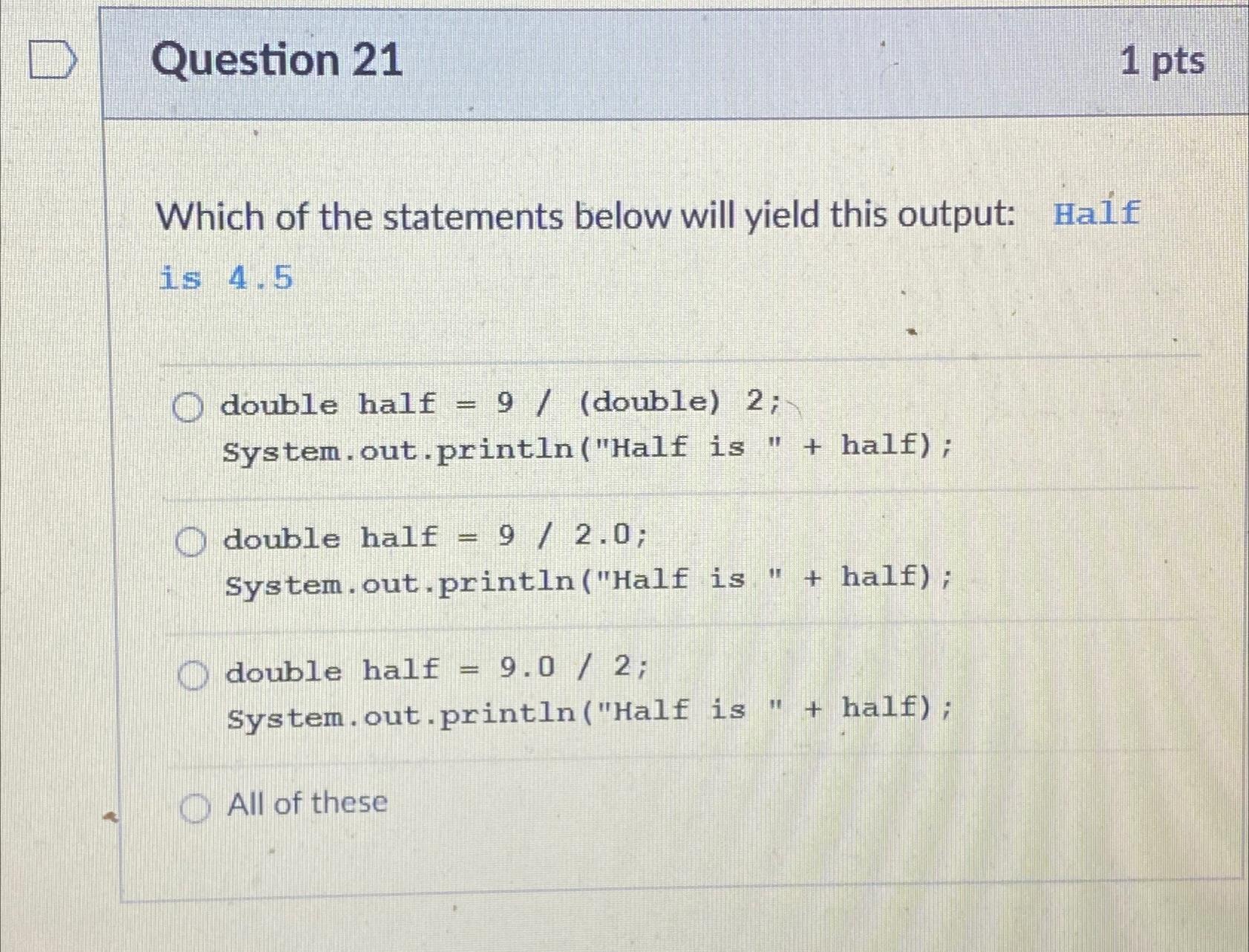 Solved Question 211 ﻿ptsWhich of the statements below will | Chegg.com