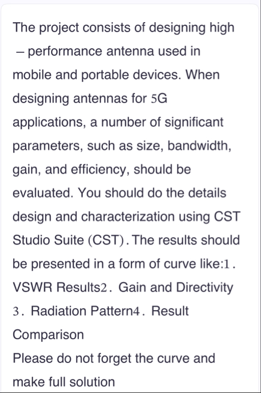 Solved The project consists of designing high - ﻿performance | Chegg.com