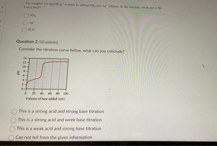 Solved Question 2 (10 points) Consider the titration curve | Chegg.com