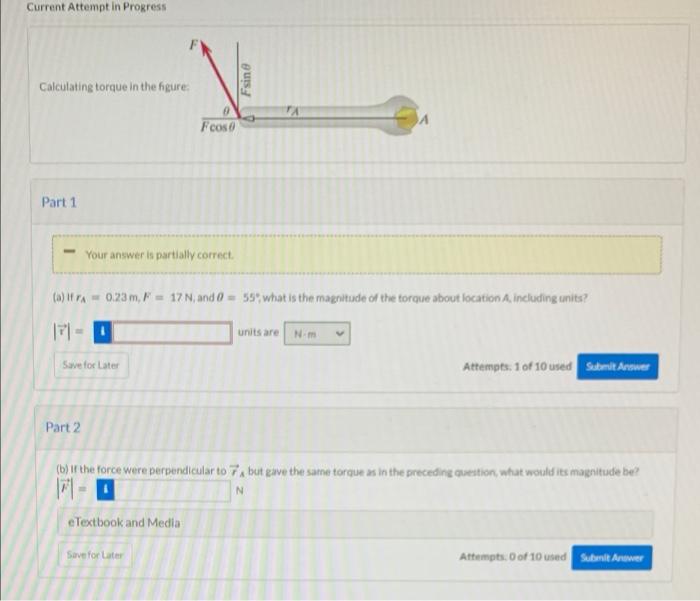 Solved Current Attempt in Progress Calculating torque in the | Chegg.com