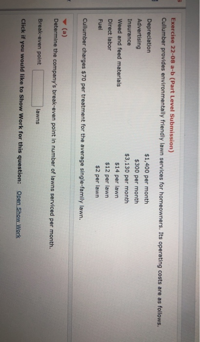 Solved Exercise 22-08 a-b (Part Level Submission) Cullumber | Chegg.com