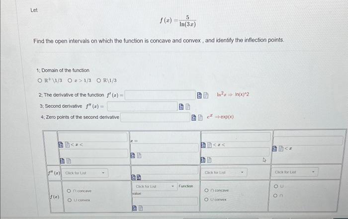 Solved f(x)=ln(3x)5 Find the open intervals on which the | Chegg.com