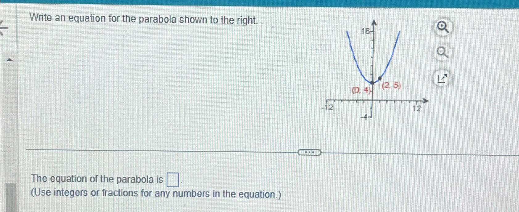 Solved Write an equation for the parabola shown to the | Chegg.com