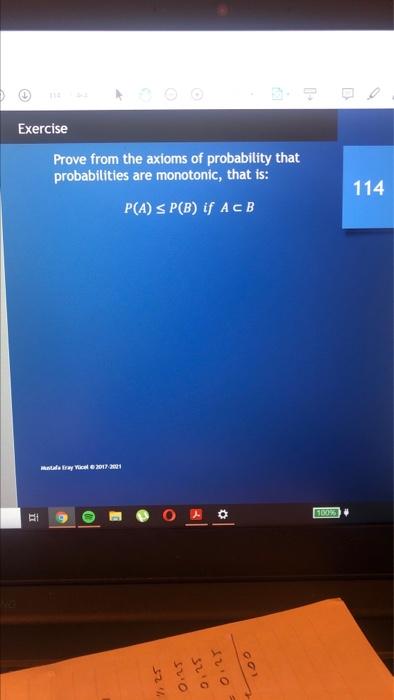 Solved Exercise Prove from the axioms of probability that | Chegg.com