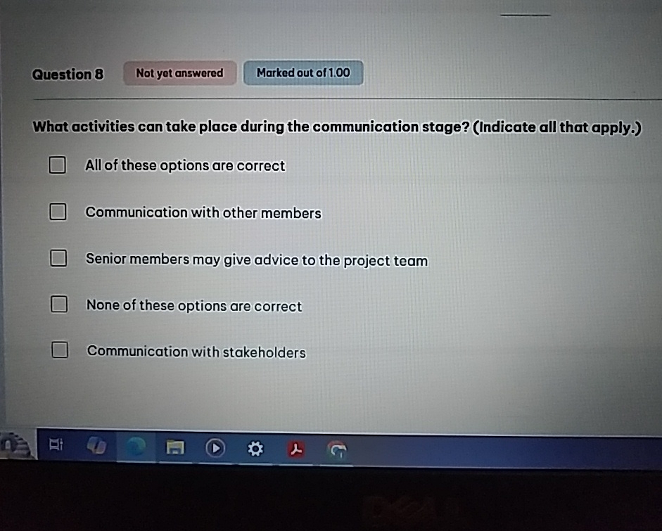 Solved Question 8 What activities can take place during the | Chegg.com