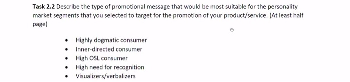 Solved Task 2.2 Describe the type of promotional message | Chegg.com
