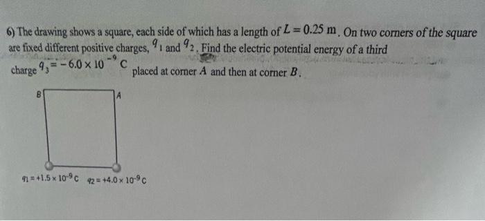 Solved 6) The drawing shows a square, each side of which has | Chegg.com