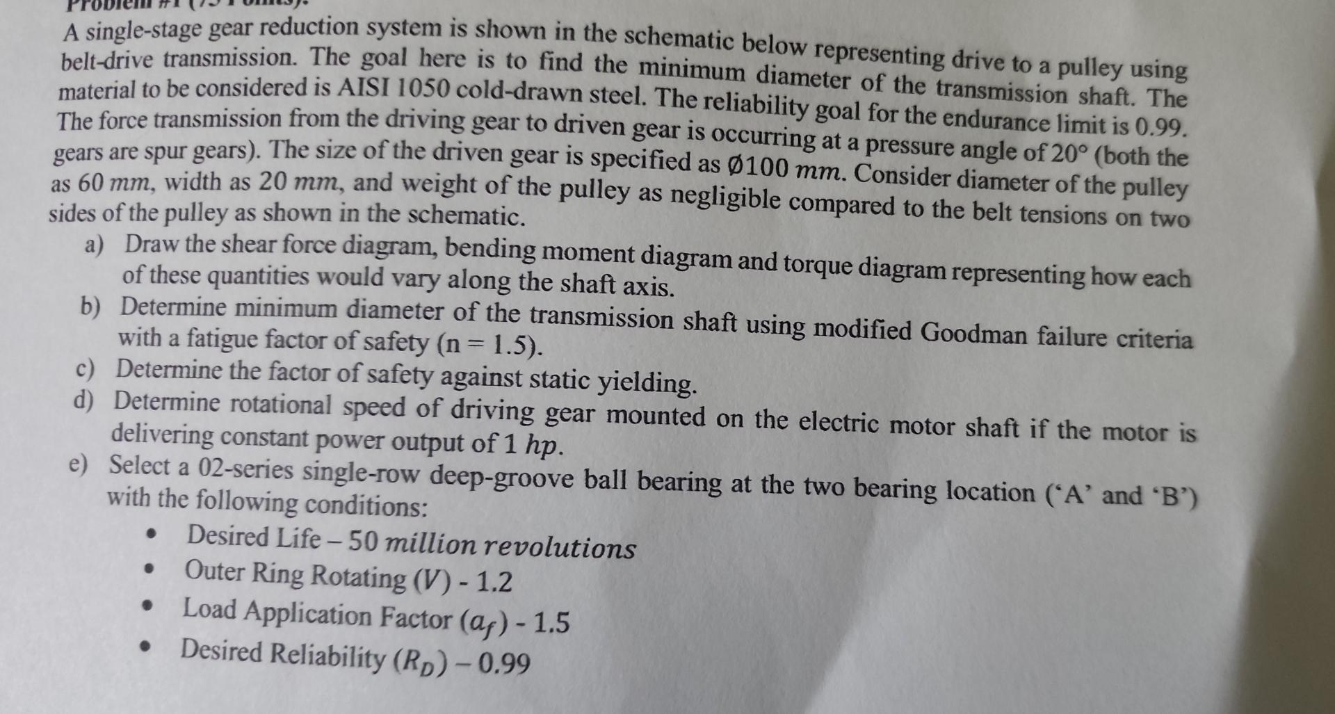 Solved A single-stage gear reduction system is shown in the | Chegg.com