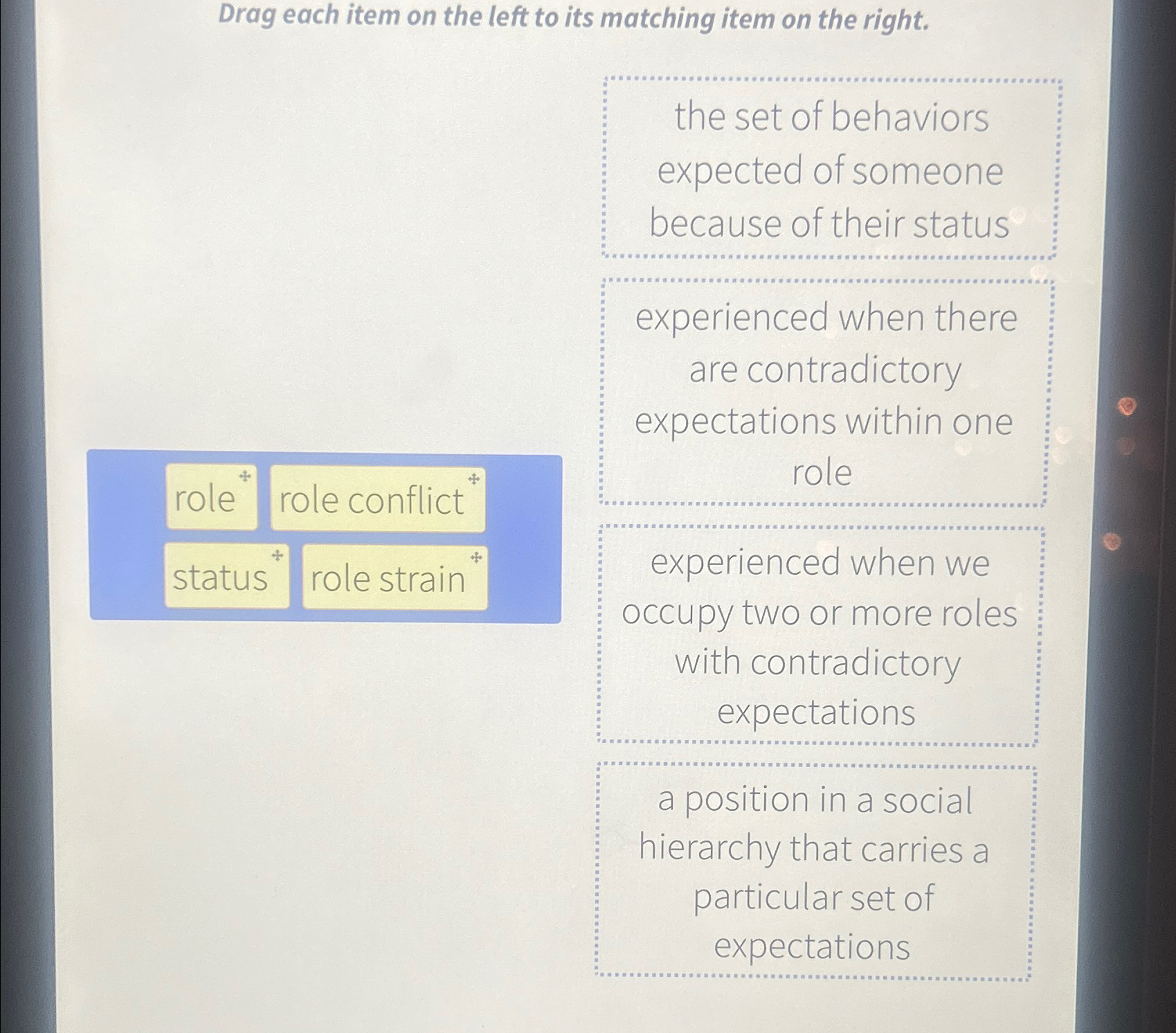 Solved Drag each item on the left to its matching item on | Chegg.com