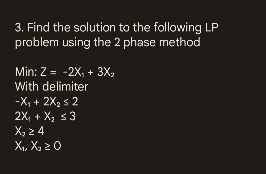 Solved 3. Find the solution to the following LP problem | Chegg.com