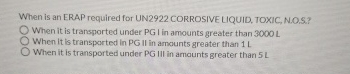 Solved When is an ERAP required for UN2922 ﻿CORROSIVE | Chegg.com