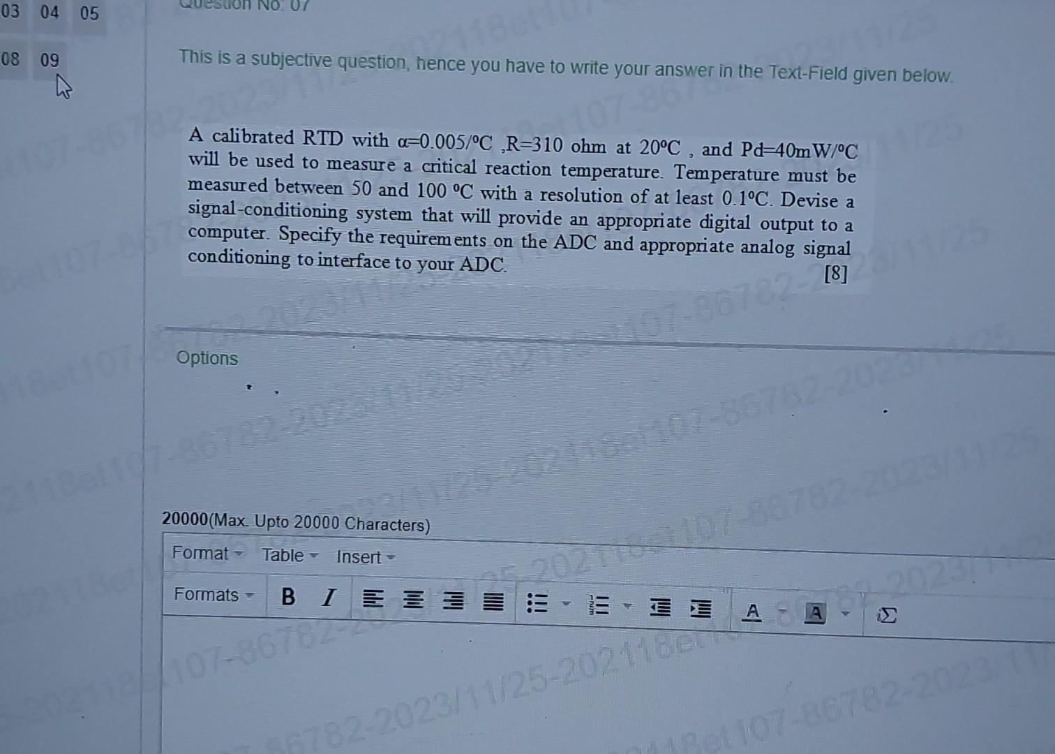 Solved A calibrated RTD with α=0.005/∘C,R=310ohm at 20∘C, | Chegg.com