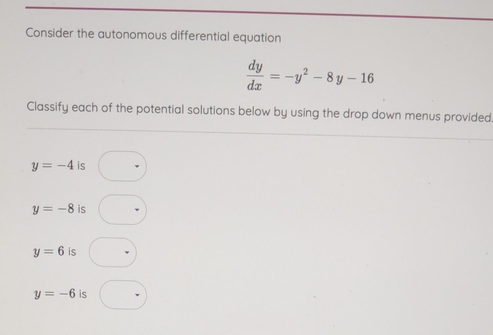 Solved Consider the autonomous differential equation | Chegg.com