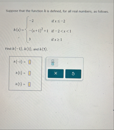 Solved Suppose that the function h ﻿is defined, for all real | Chegg.com