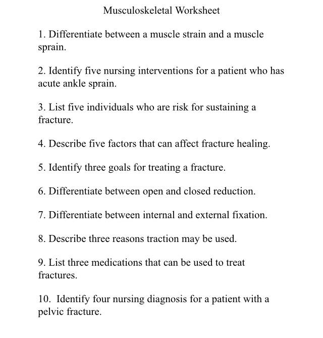 Solved Musculoskeletal Worksheet 1. Differentiate between a | Chegg.com