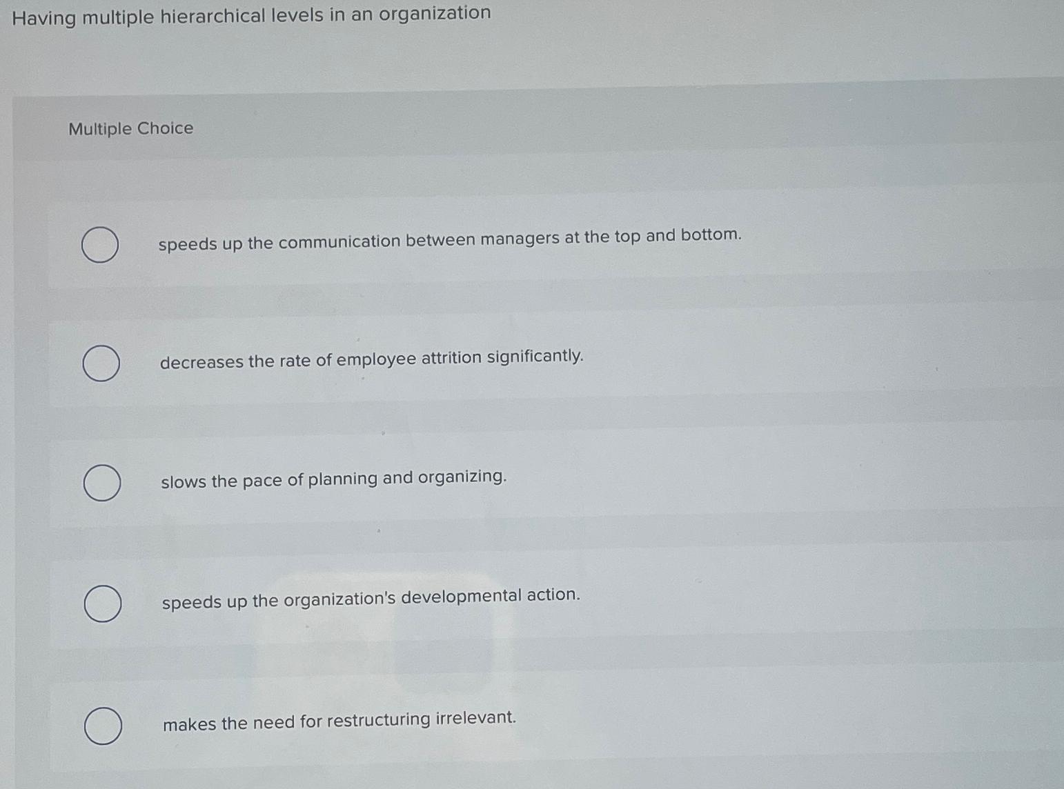 Solved Having multiple hierarchical levels in an | Chegg.com