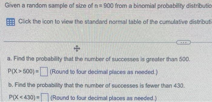 Solved Given a random sample of size of n=900 from a | Chegg.com