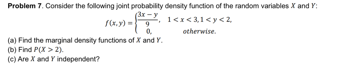 Problem 7. ﻿Consider the following joint probability | Chegg.com