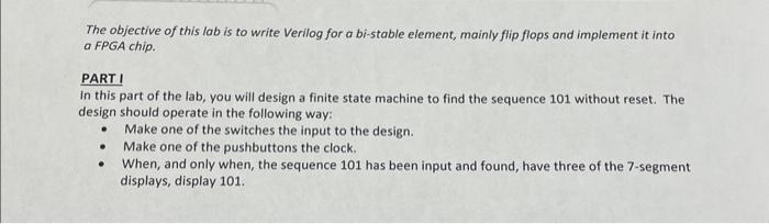 Solved The Objective Of This Lab Is To Write Verilog For A 5980