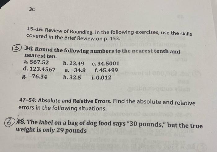 Solved 15-16: Review of Rounding. In the following | Chegg.com