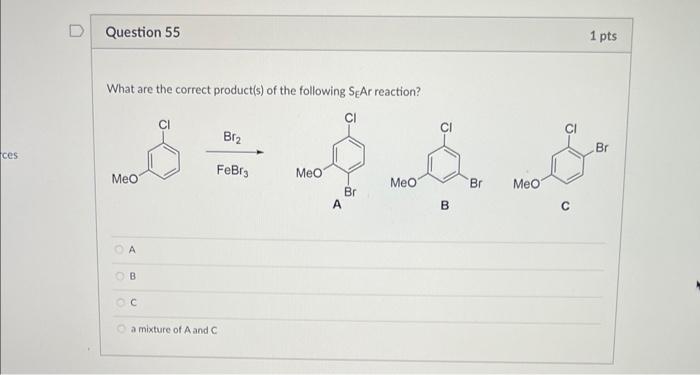 Solved What are the correct product(s) of the following SEAr | Chegg.com